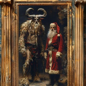 Saint Nicholas & Krampus Art Print: Alpine Folklore Yule Decor - Etsy