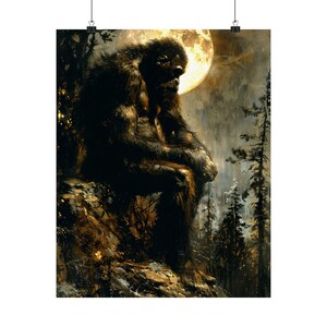Sasquatch Art Print, Bigfoot Cryptid Cryptzoology, Mythical Creature ...