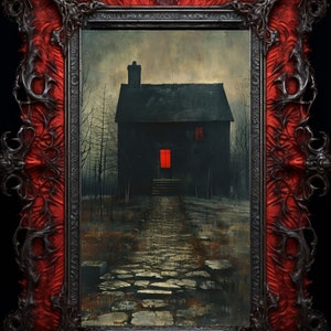 Red Door Haunted House Art Print: Gothic Horror Home Decor - Etsy