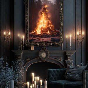 Yuletide Bonfire Art Print Poster Home Decor Yule European Old World ...