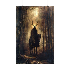Herne the Hunter Art Print: English Pagan Mythology, Dark Forest Decor ...