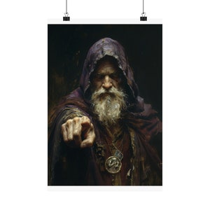 Merlin the Magician Art Print, Wizard Sorcerer, Arthurian Legend ...