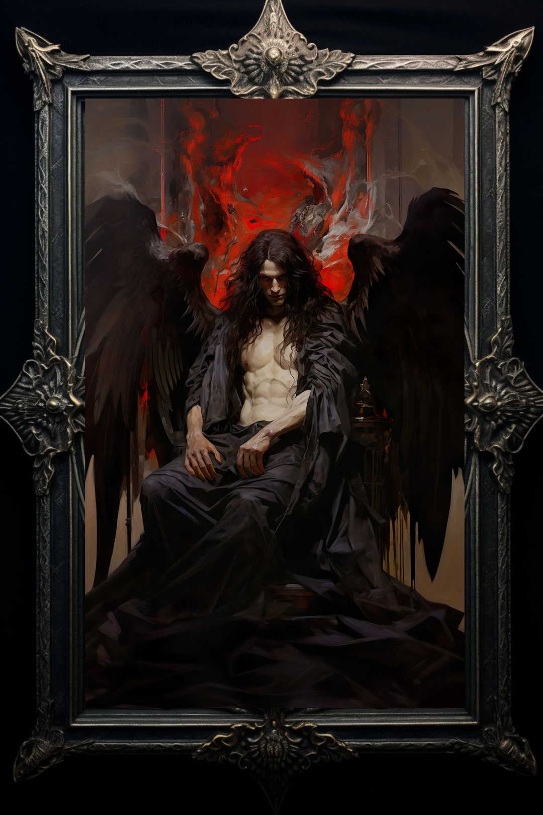Lucifer Enthroned Art Print Poster Home Decor Satan Demon Fallen Angel ...