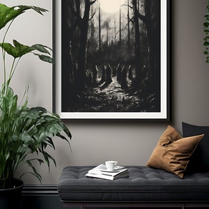Witch's Coven Woodcut Art Print Wall Hanging Home Decor Gothic Dark ...