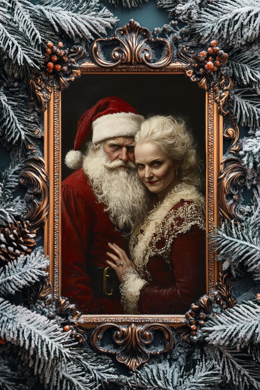 The Dark Clauses Art Print, Moody Santa Mrs. Claus, Sinister Gothic ...