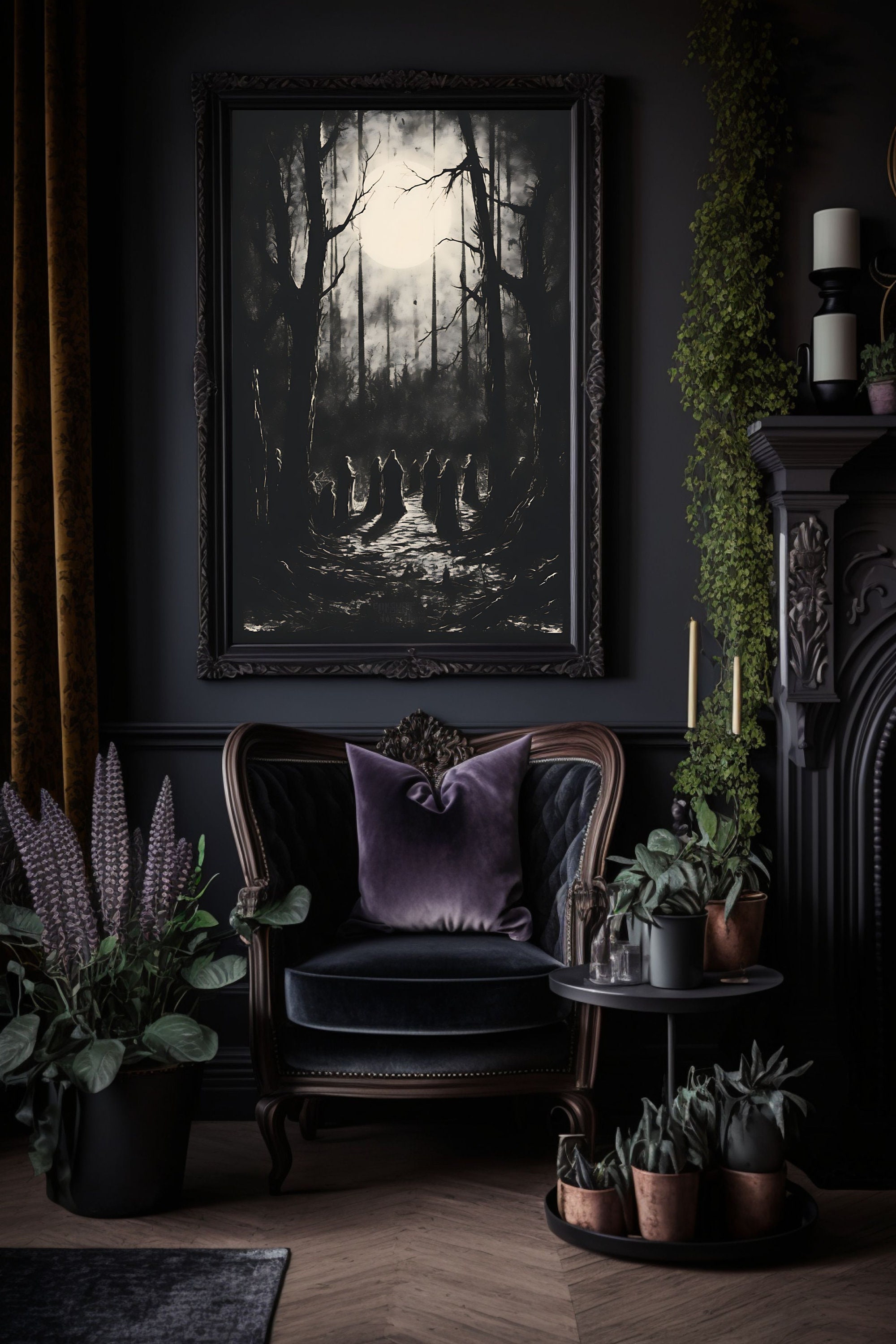 Witch's Coven Woodcut Art Print Wall Hanging Home Decor - Etsy