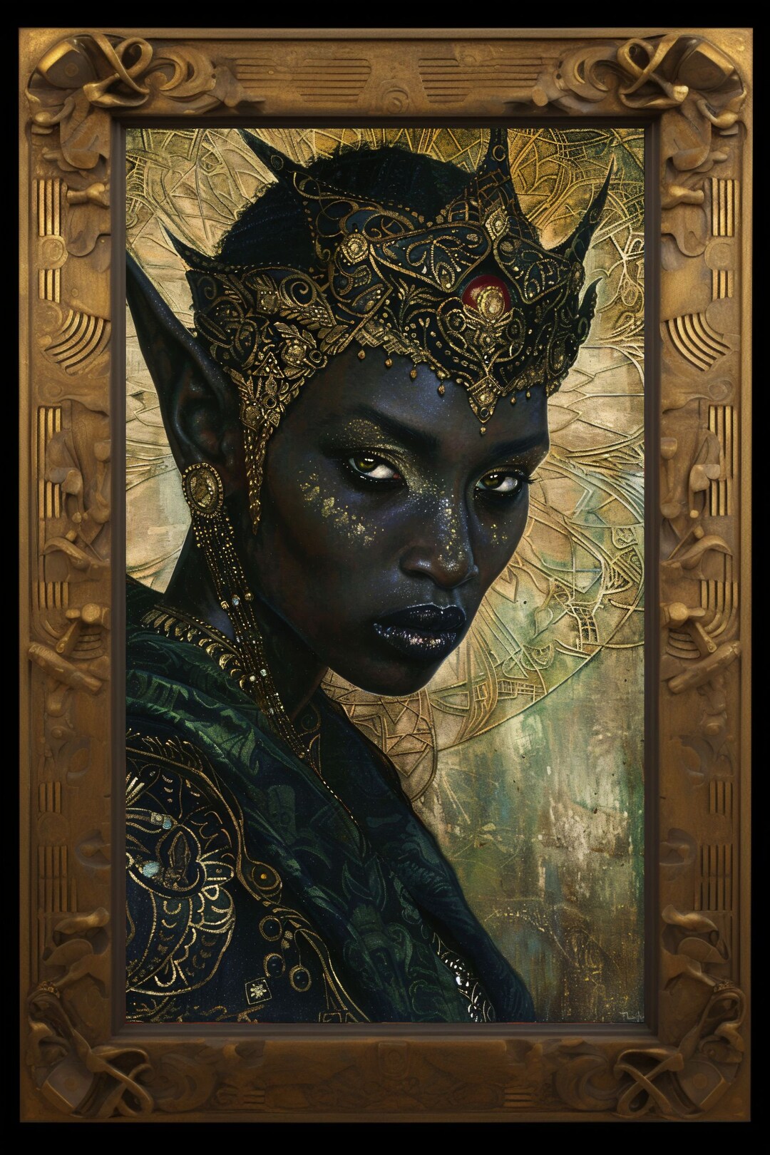 Elf Queen Art Print, Dark Gothic High Fantasy, Elven Royalty, Regal ...