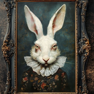White Rabbit Art Print, Home Wall Decor, Alice in Wonderland, Victorian ...