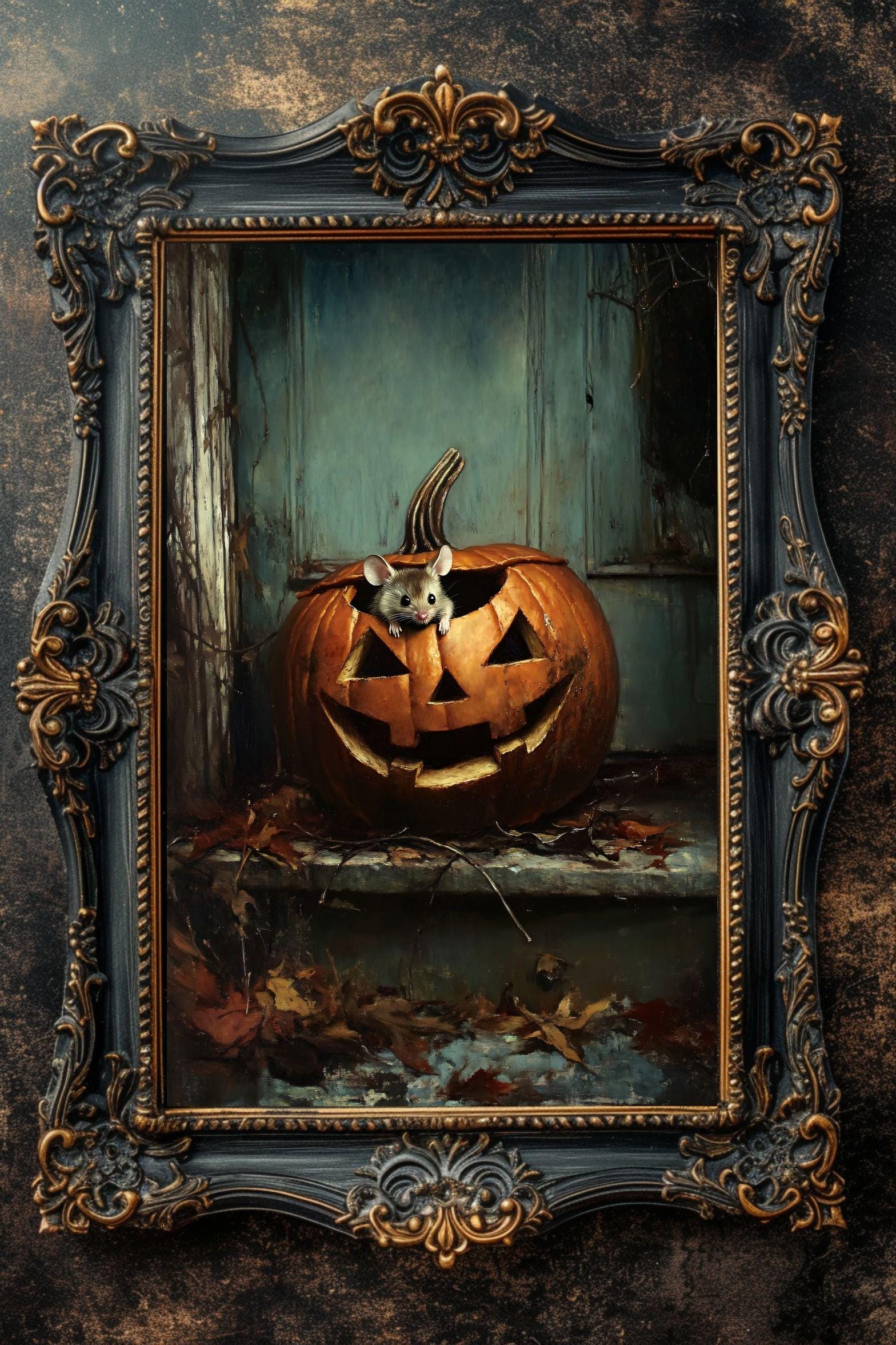 Jack O Lantern Mouse Art Print: Whimsical Halloween Home Decor - Etsy