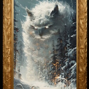 Yule Cat Jólaköttur Art Print, Iceland Norway Norse Nordic, Winter Yule ...