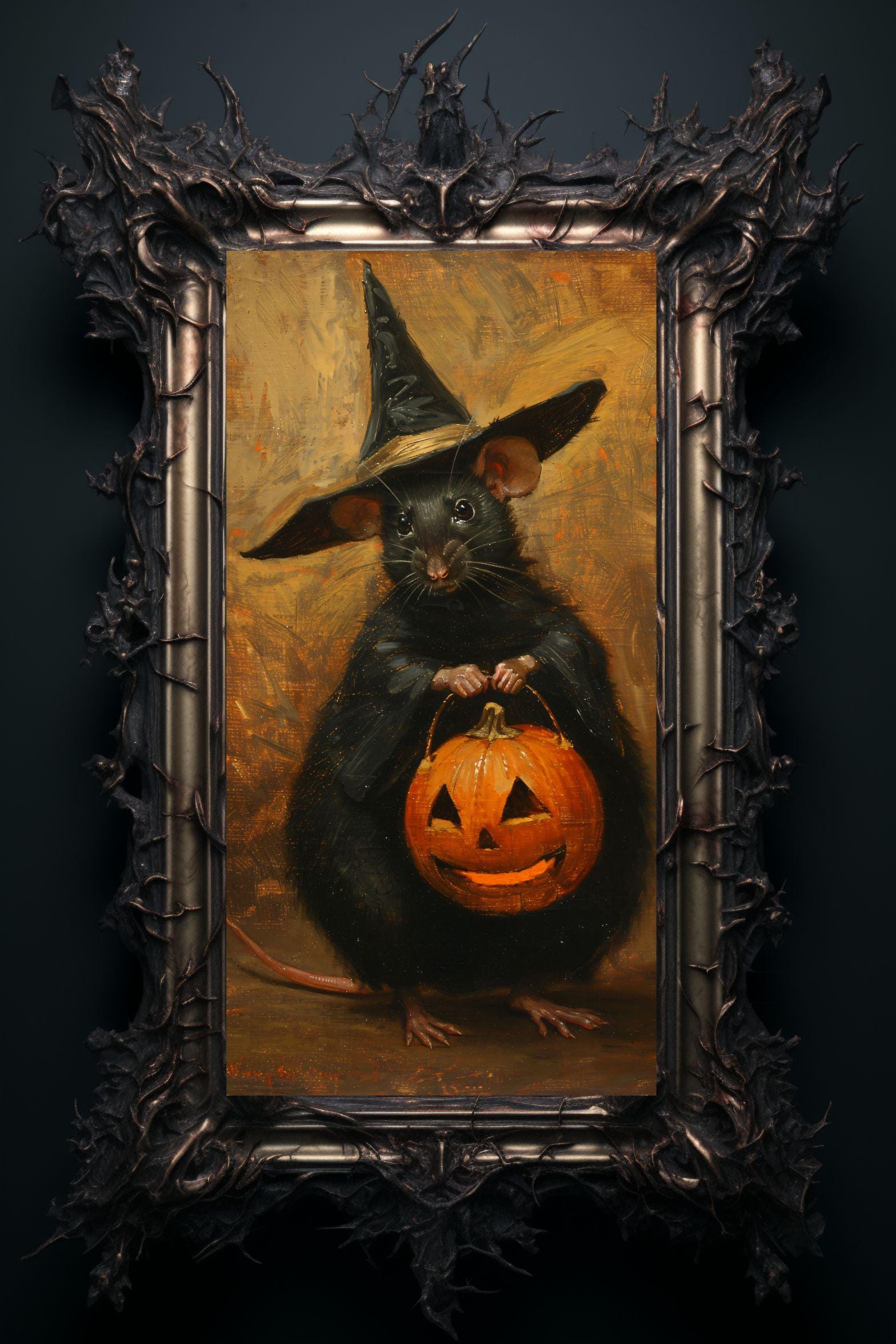 Witch Mouse Trick or Treat Art Print, Halloween Gothic Decor - Etsy