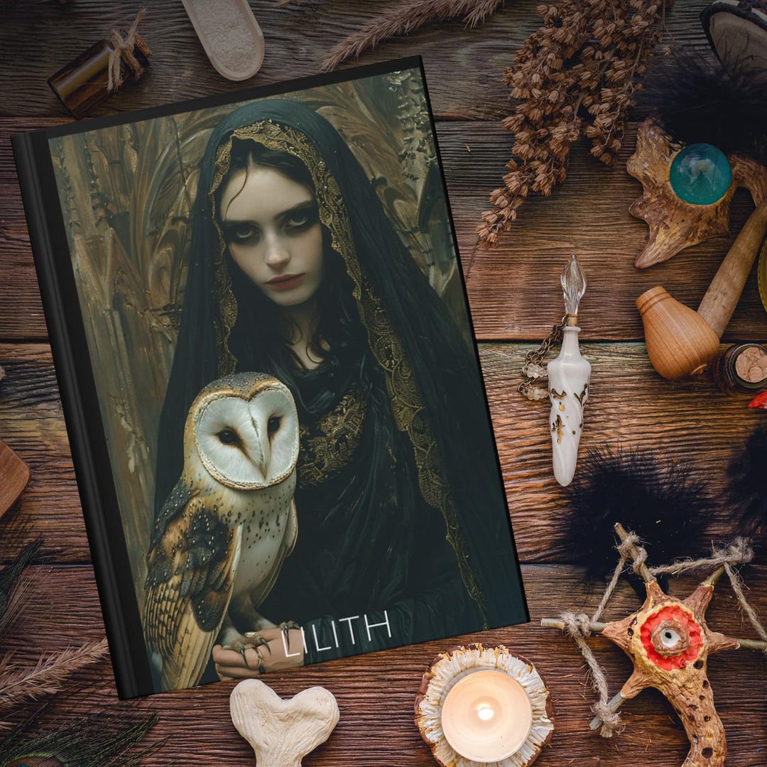 Lilith Goddess Hardcover Notebook, Witchcraft Wicca, Grimoire Diary Dream Journal, Mythology ...