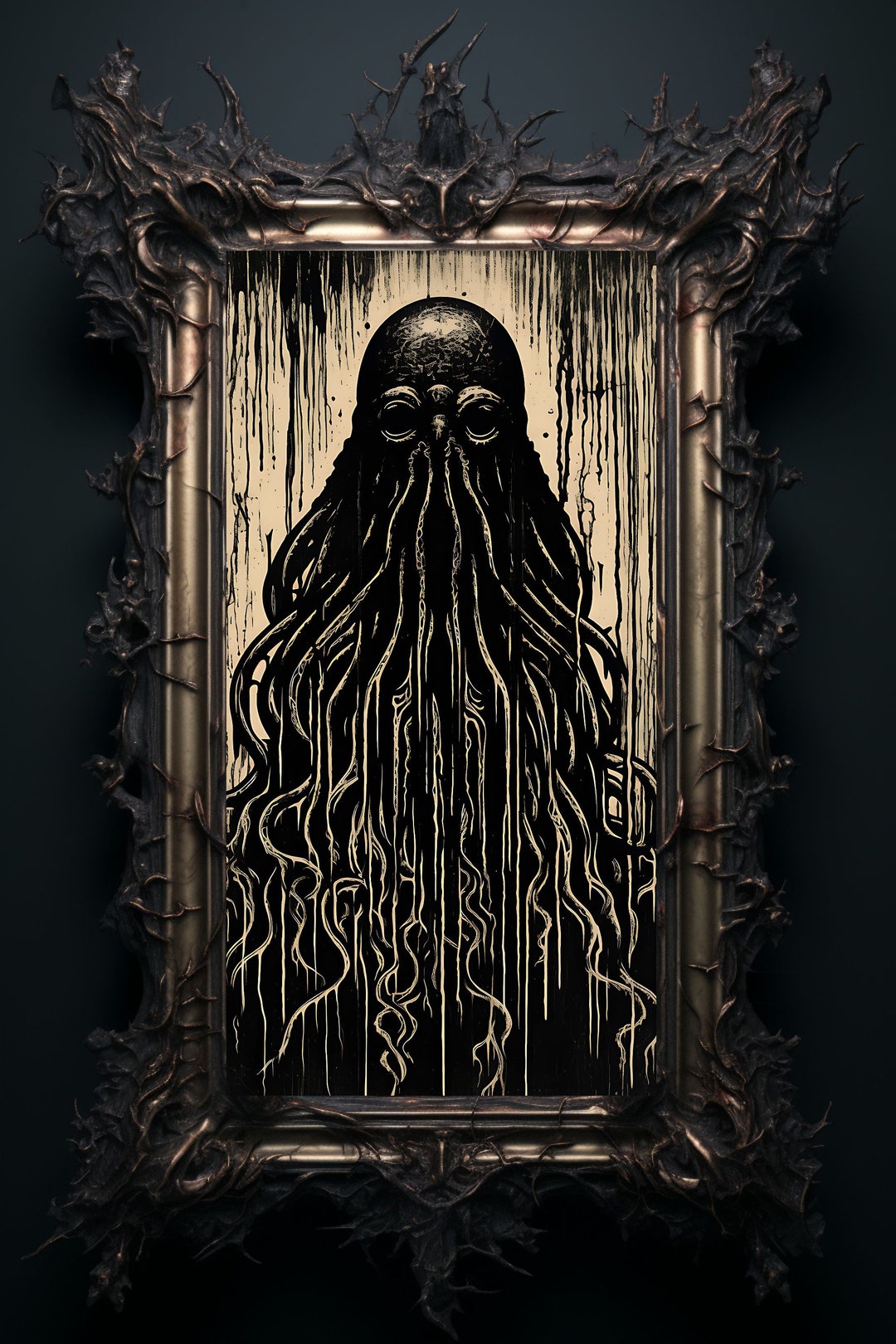 Cthulhu Woodcut Art Print Wall Hanging Home Decor Lovecraft Mythos ...