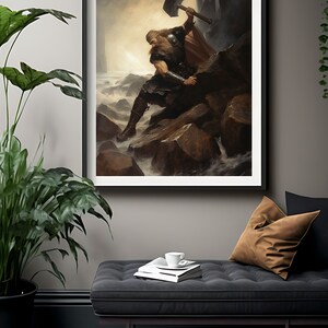 Thor Norse Mythology Nordic God Mjolnir Digital Art Print Poster Wall ...