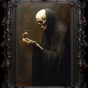 Grim Reaper & Hummingbird Art Print: Gothic Macabre Home Decor - Etsy