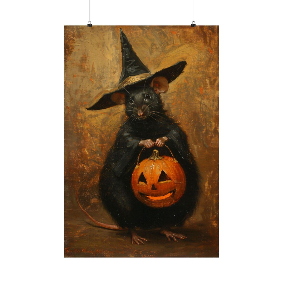 Witch Mouse Trick or Treat Art Print, Halloween Gothic Decor - Etsy
