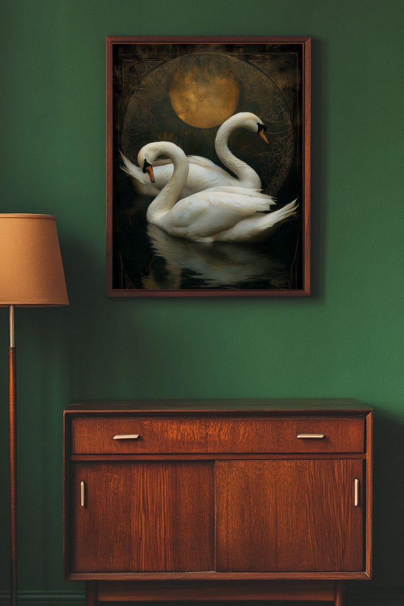 Swan Pair Art Print | Eternal Love | Romantic Wall Decor - Etsy