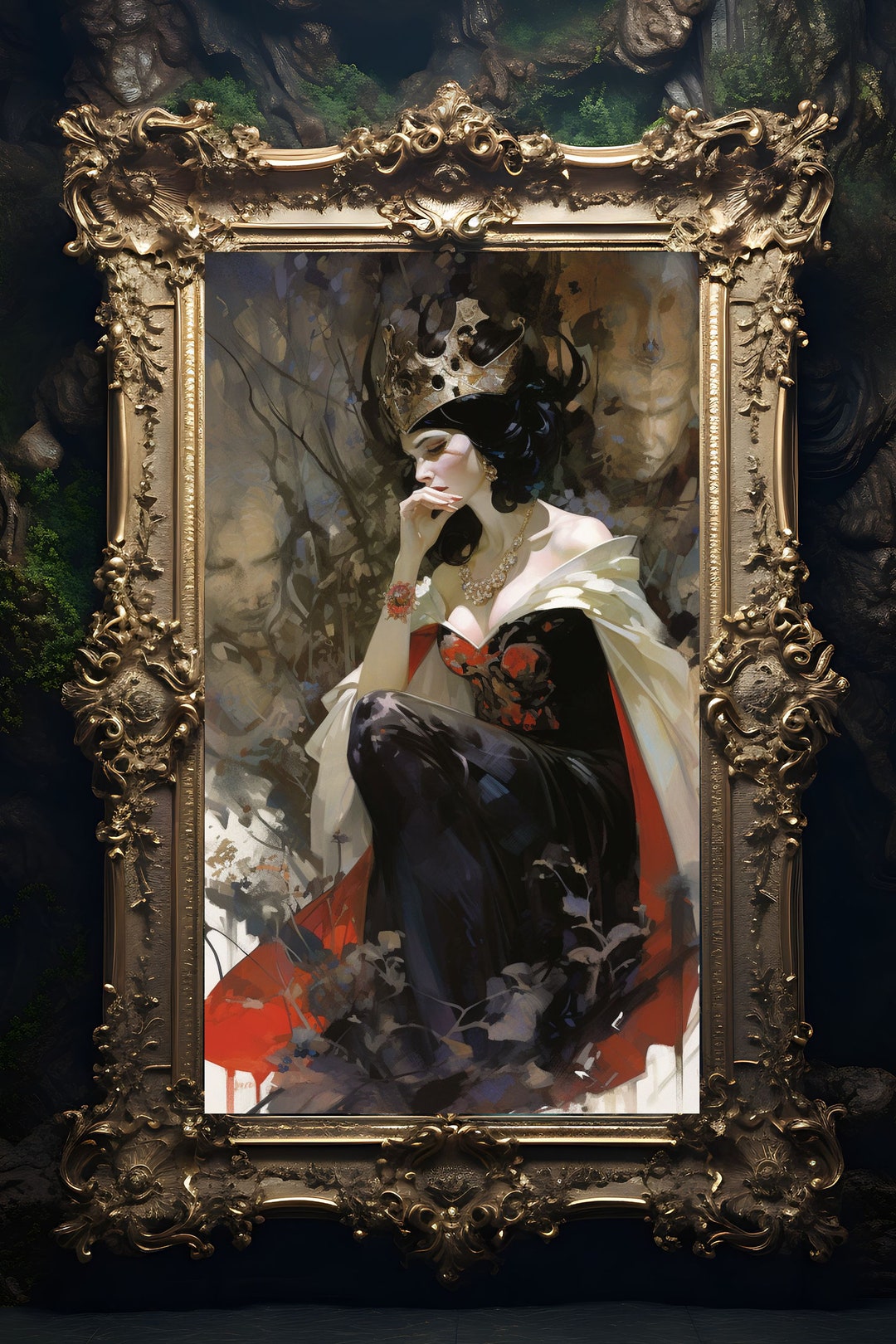 Wicked Queen Snow White Digital Art Print Poster Wall Hanging Home ...