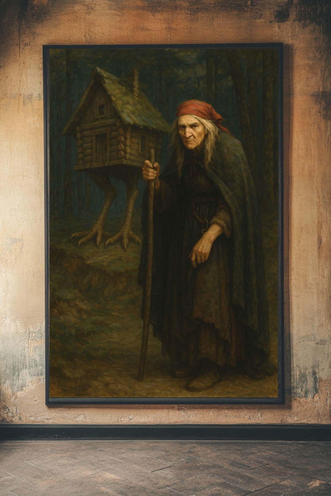 Baba Yaga Art Print: Slavic Witch & Chicken Leg Hut - Etsy