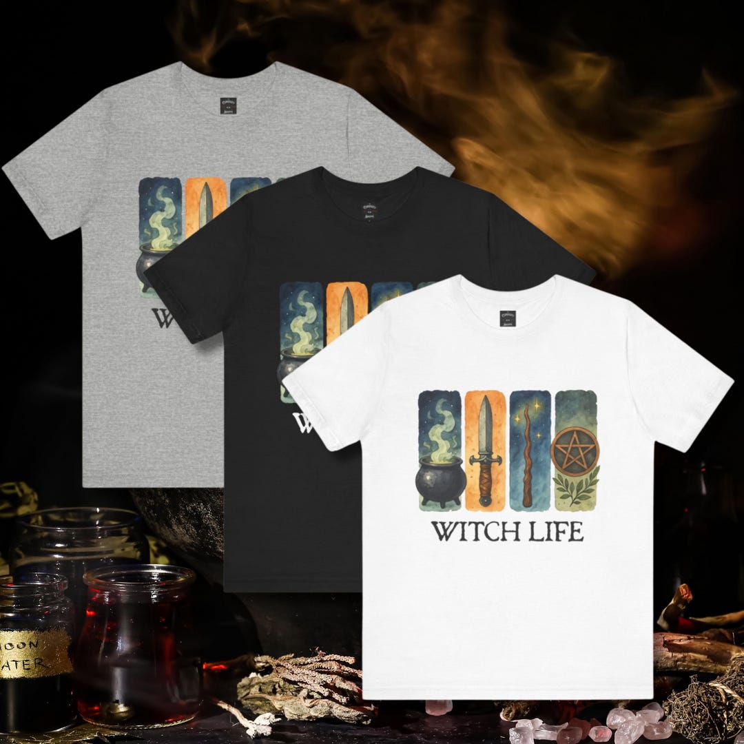 Witch Life T-shirt, Witchcore Clothing, Cauldron Athame Wand Pentacle ...