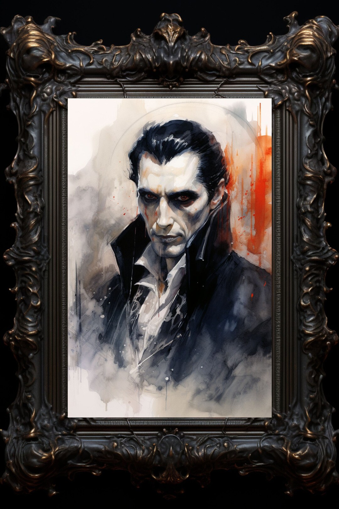 Count Dracula Watercolor Art Print Poster Wall Hanging Living Room Home ...