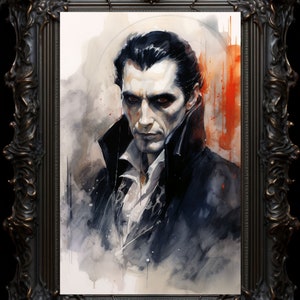 Count Dracula Watercolor Art Print Poster Wall Hanging Living Room Home ...