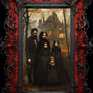 Gothic Family Portrait Art Print, Macabre Victorian Illustration - Etsy
