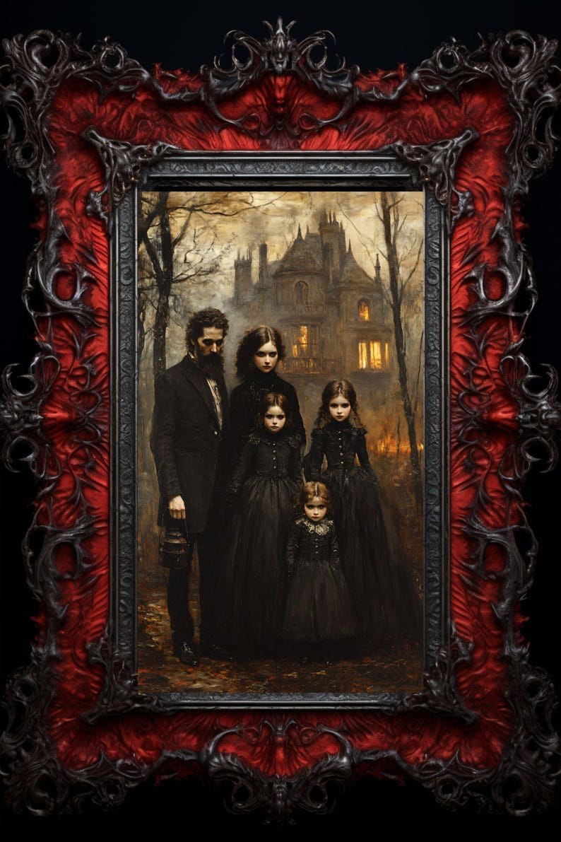 Gothic Family Portrait Art Print, Macabre Victorian Illustration - Etsy