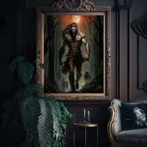 Werewolf Digital Art Print Poster Wall Hanging Home Decor Lycan Monster ...