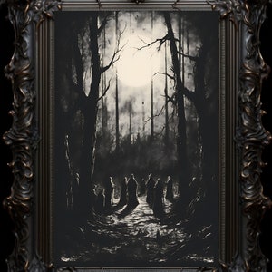 Witch's Coven Woodcut Art Print Wall Hanging Home Decor Gothic Dark ...