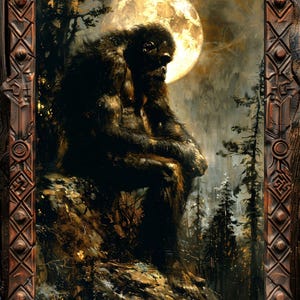 Sasquatch Art Print, Bigfoot Cryptid Cryptzoology, Mythical Creature ...