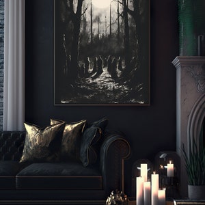 Witch's Coven Woodcut Art Print Wall Hanging Home Decor Gothic Dark ...