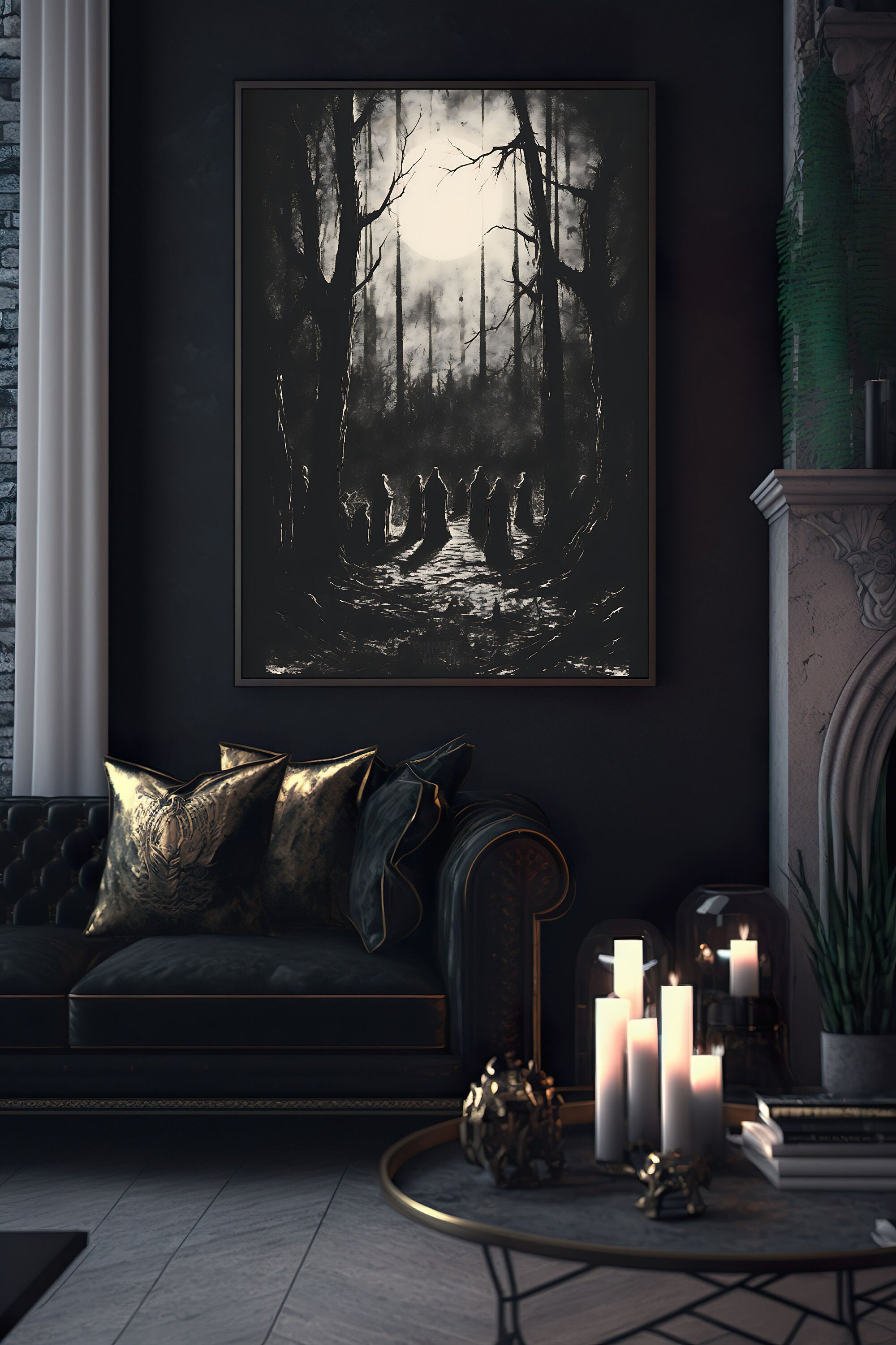 Witch's Coven Woodcut Art Print Wall Hanging Home Decor - Etsy