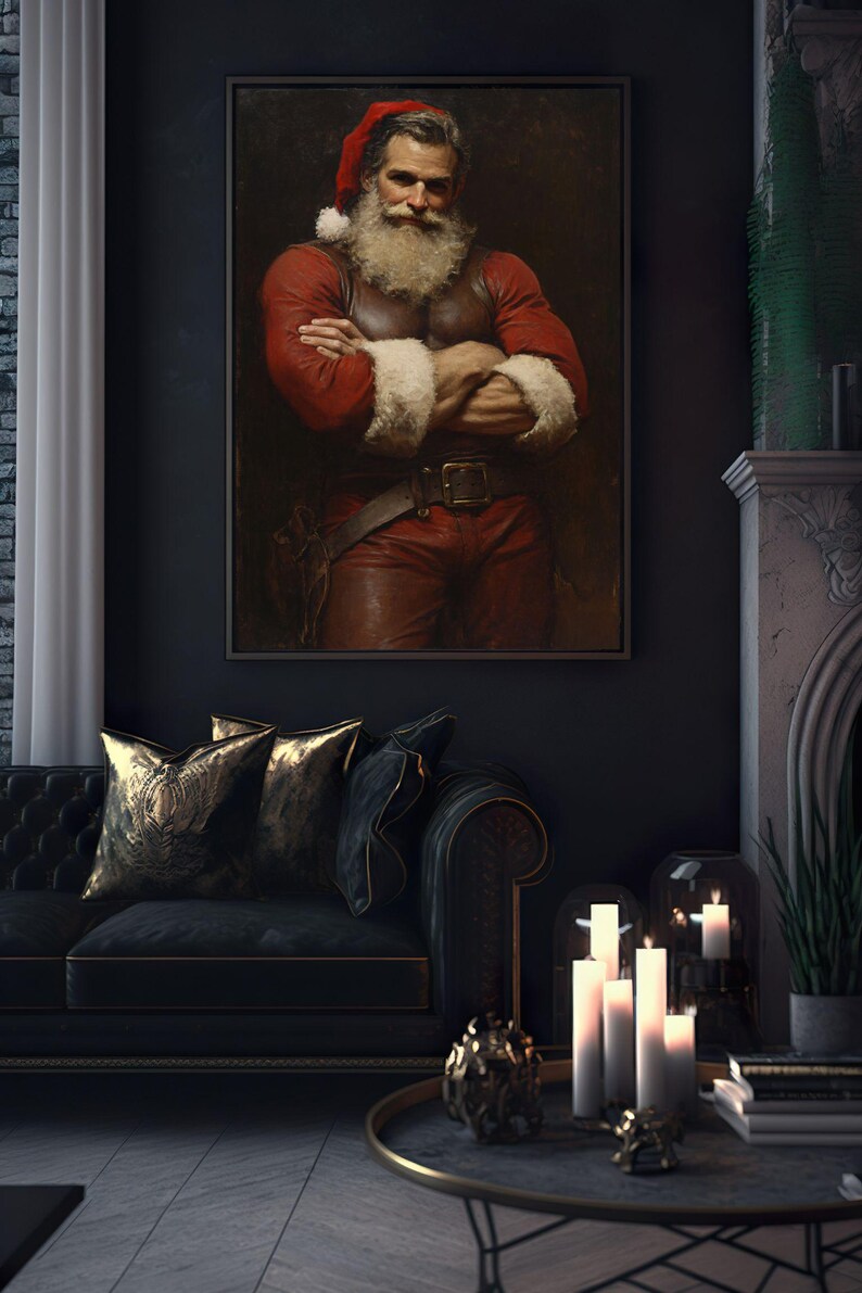 Hunky Santa Claus Art Print: Christmas Holiday Decor - Etsy