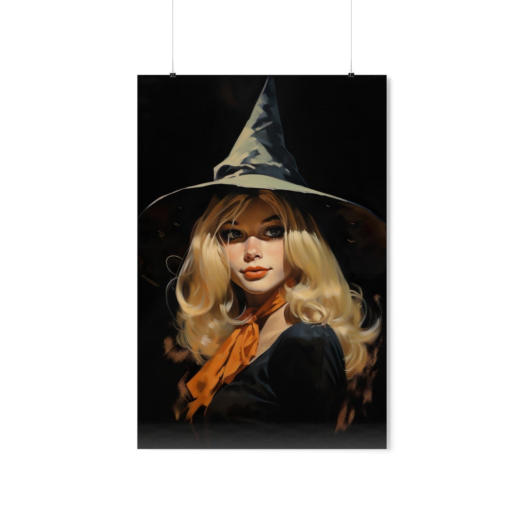 Witch Pin-up Poster Vintage Halloween Glamour Burlesque Art Print Wall ...