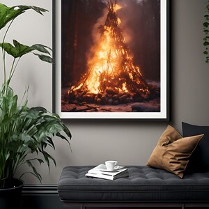 Yuletide Bonfire Art Print Poster Home Decor Yule European Old World ...