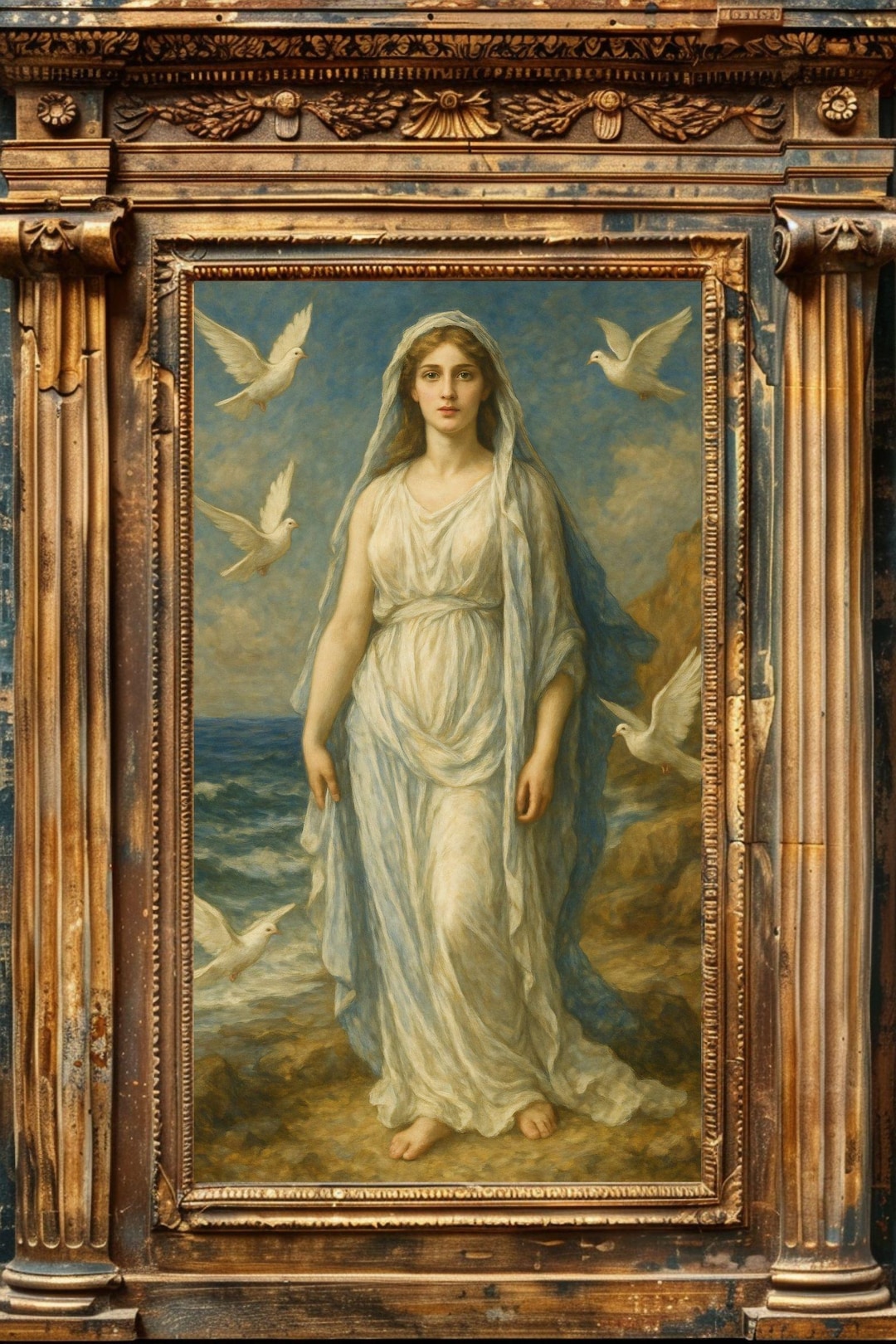 Aphrodite Art Print, Greek Goddess Wall Decor, Ocean Dove Pagan Altar ...