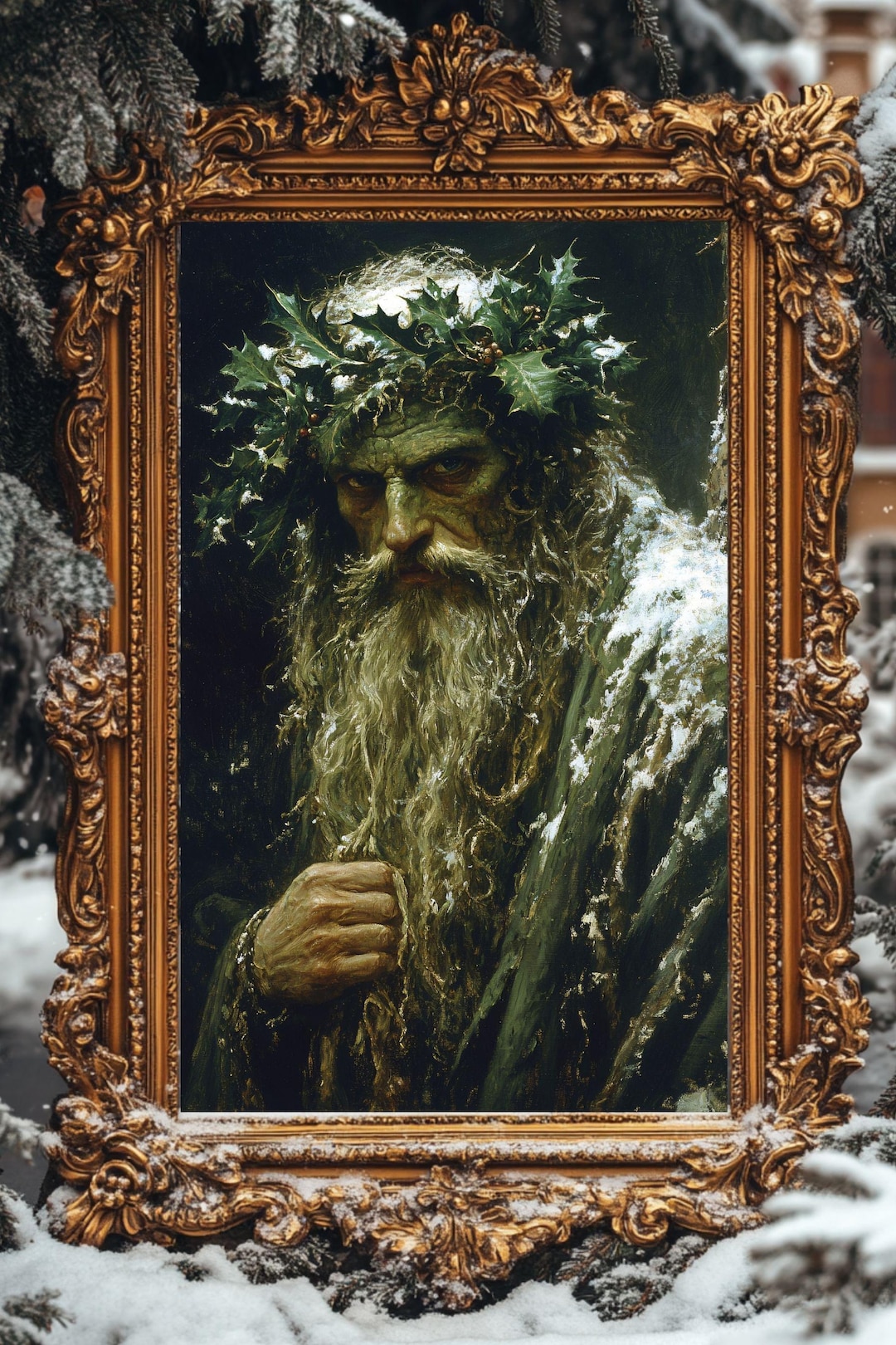 Holly King Art Print: Celtic Mythology Yule Winter Solstice Decor - Etsy