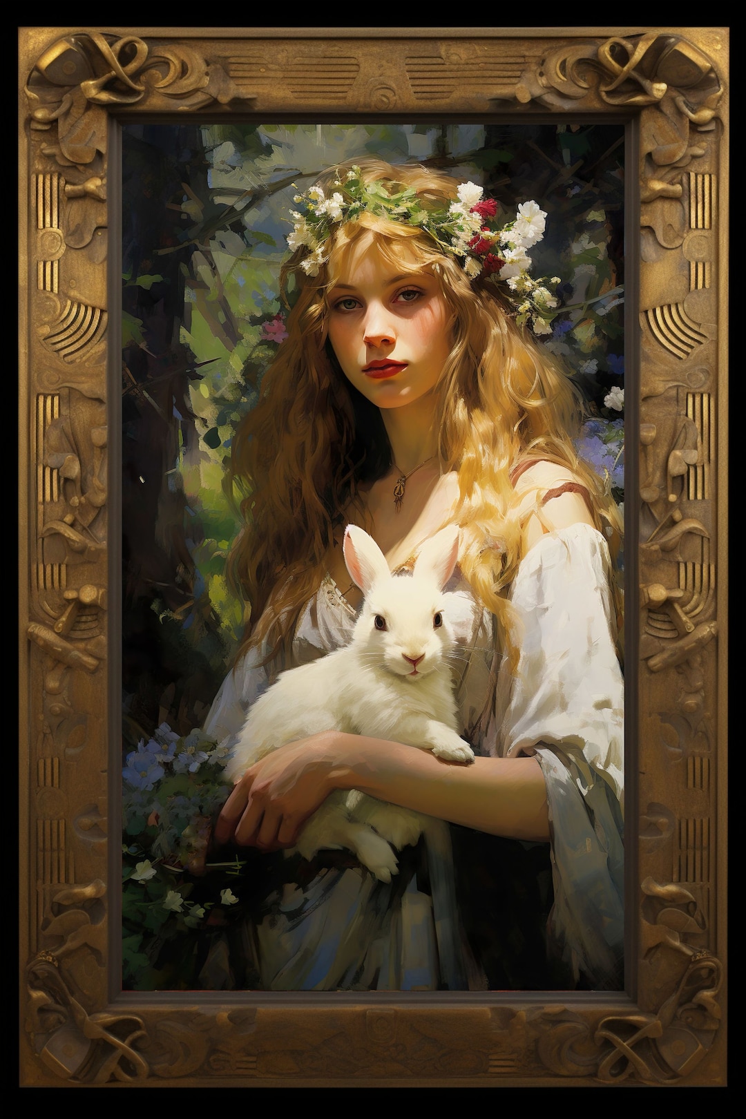 Ostara Art Print, Home Wall Decor, German Spring Paga, Easter Goddess ...