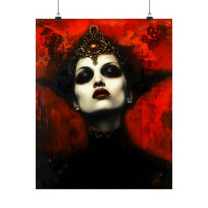 Blood Queen Art Print, Home Wall Decor, Vampire Countess Monarch, Dark ...