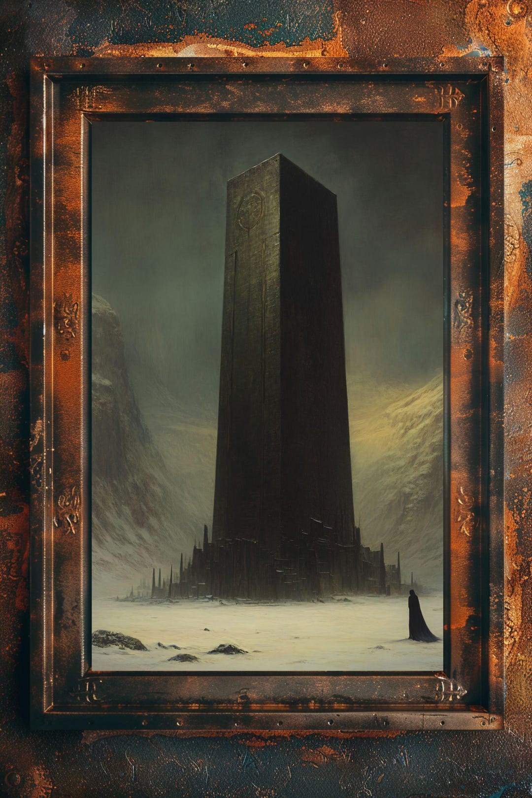 Obsidian Monolith Art Print, Cosmic Horror Lovecraft, Alien Megalith ...