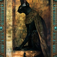 Egyptian Goddess Bastet Papyrus - Cat Goddess Bast - Made in Egypt ...