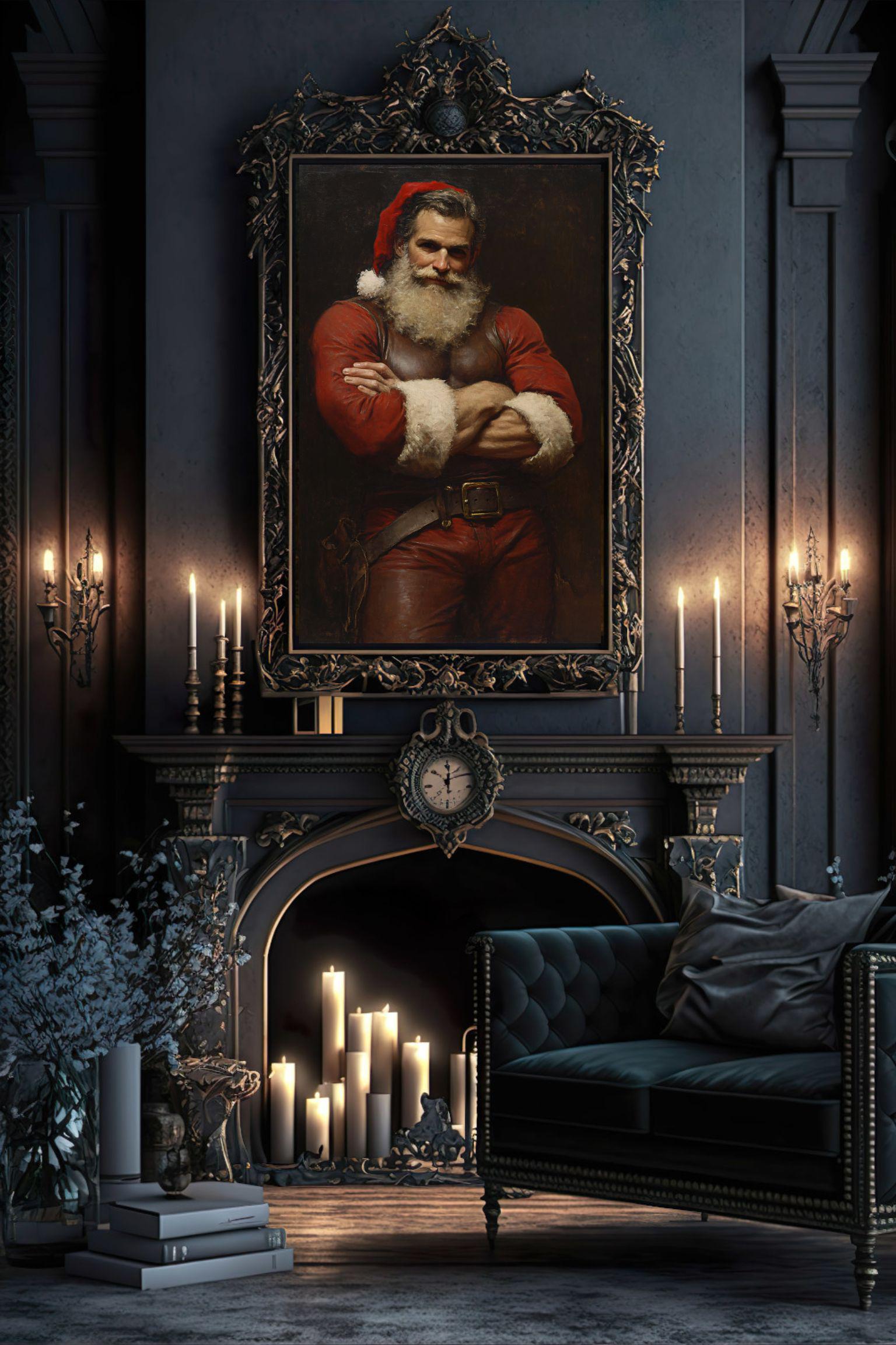 Hunky Santa Claus Art Print: Christmas Holiday Decor - Etsy
