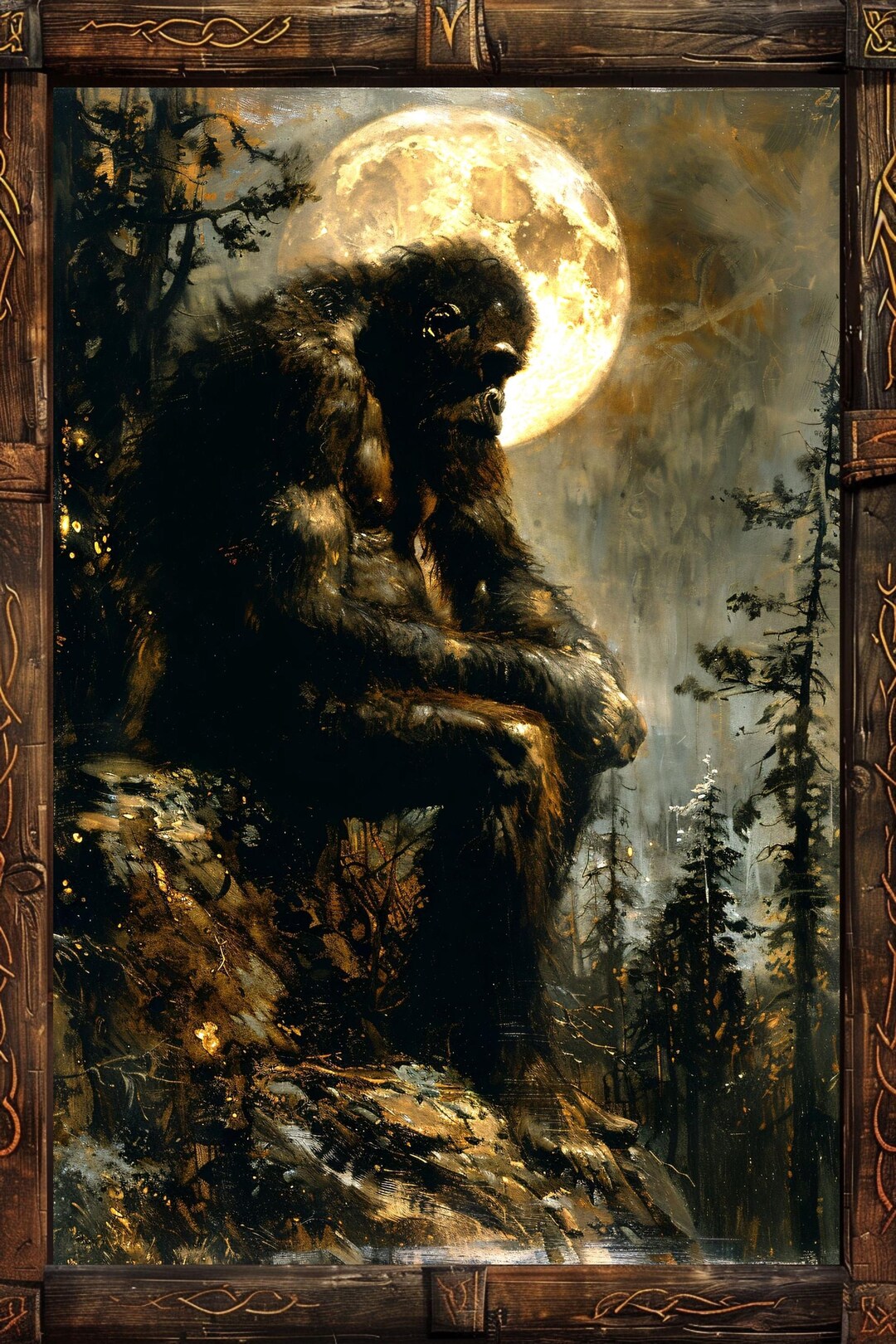 Sasquatch Art Print, Bigfoot Cryptid Cryptzoology, Mythical Creature ...