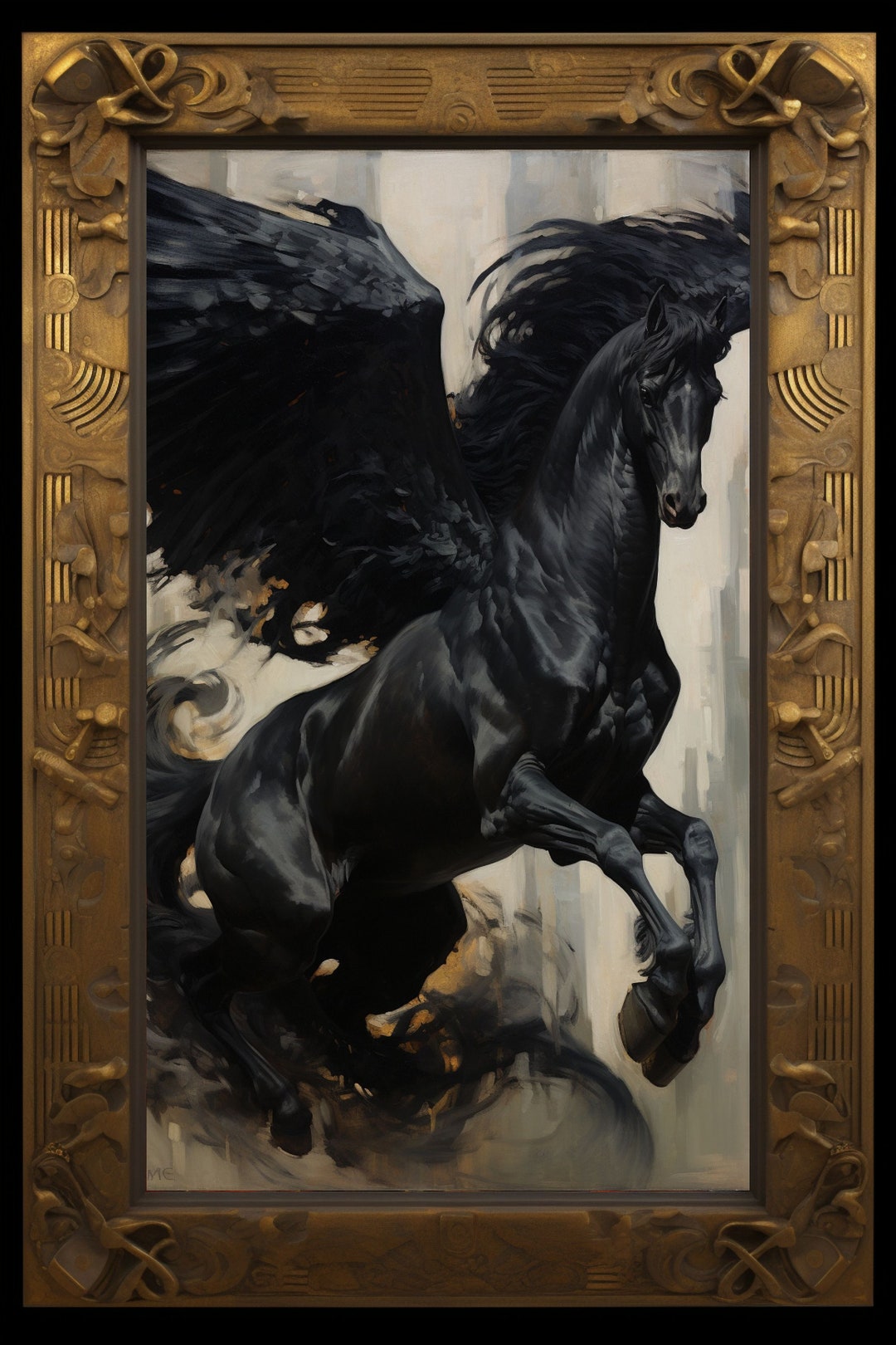 The Nightmare Art Print Wall Hanging Home Decor Black Winged Horse ...