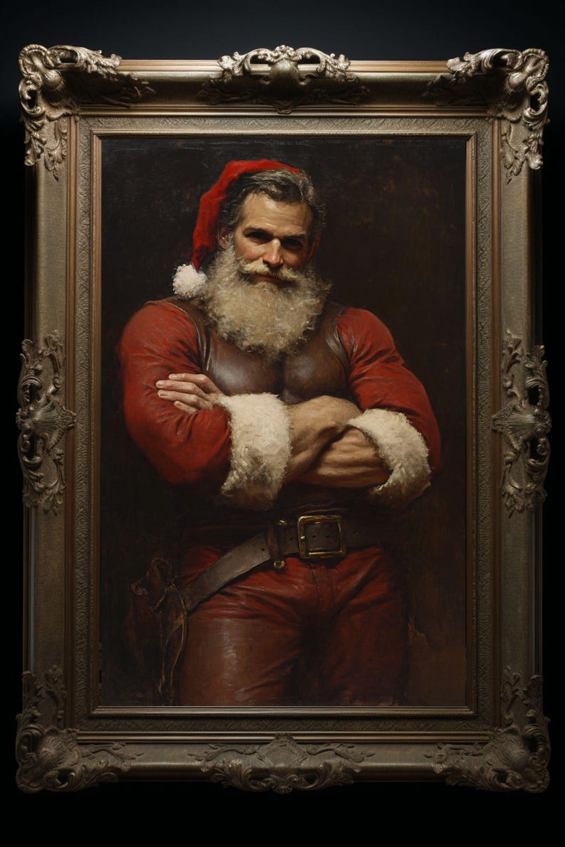Hunky Santa Claus Art Print: Christmas Holiday Decor - Etsy