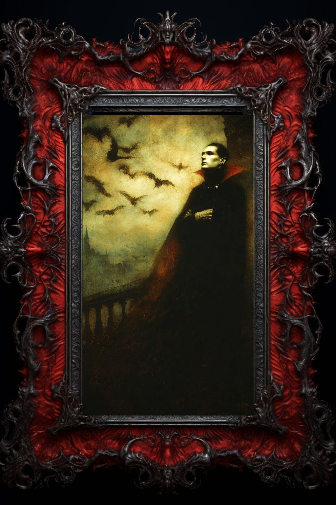 Dracula Art Print: Gothic Vampire Illustration, Dark Castle Decor - Etsy