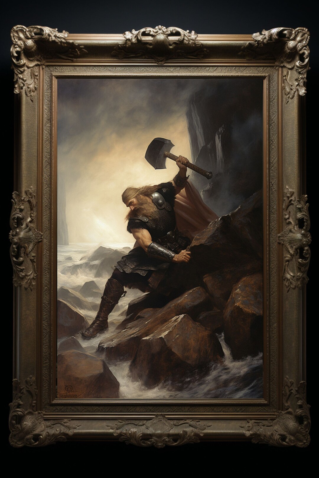 Thor Norse Mythology Nordic God Mjolnir Digital Art Print Poster Wall ...