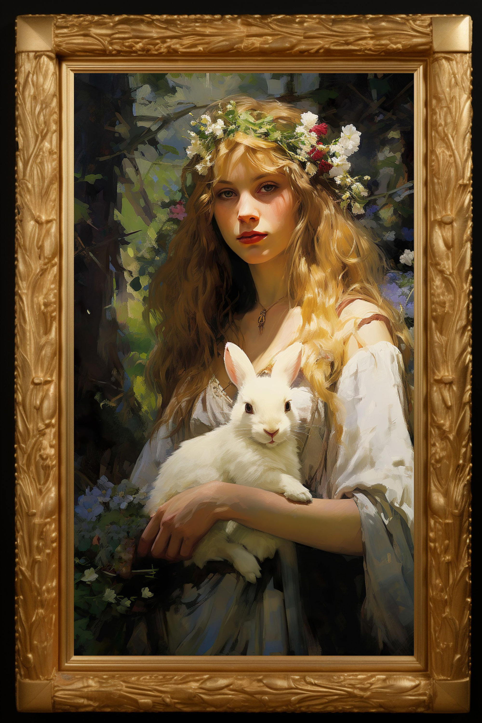 Ostara Art Print: Germanic Spring Goddess With Rabbit - Etsy
