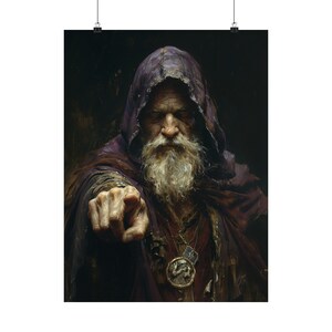 Merlin the Magician Art Print, Wizard Sorcerer, Arthurian Legend ...